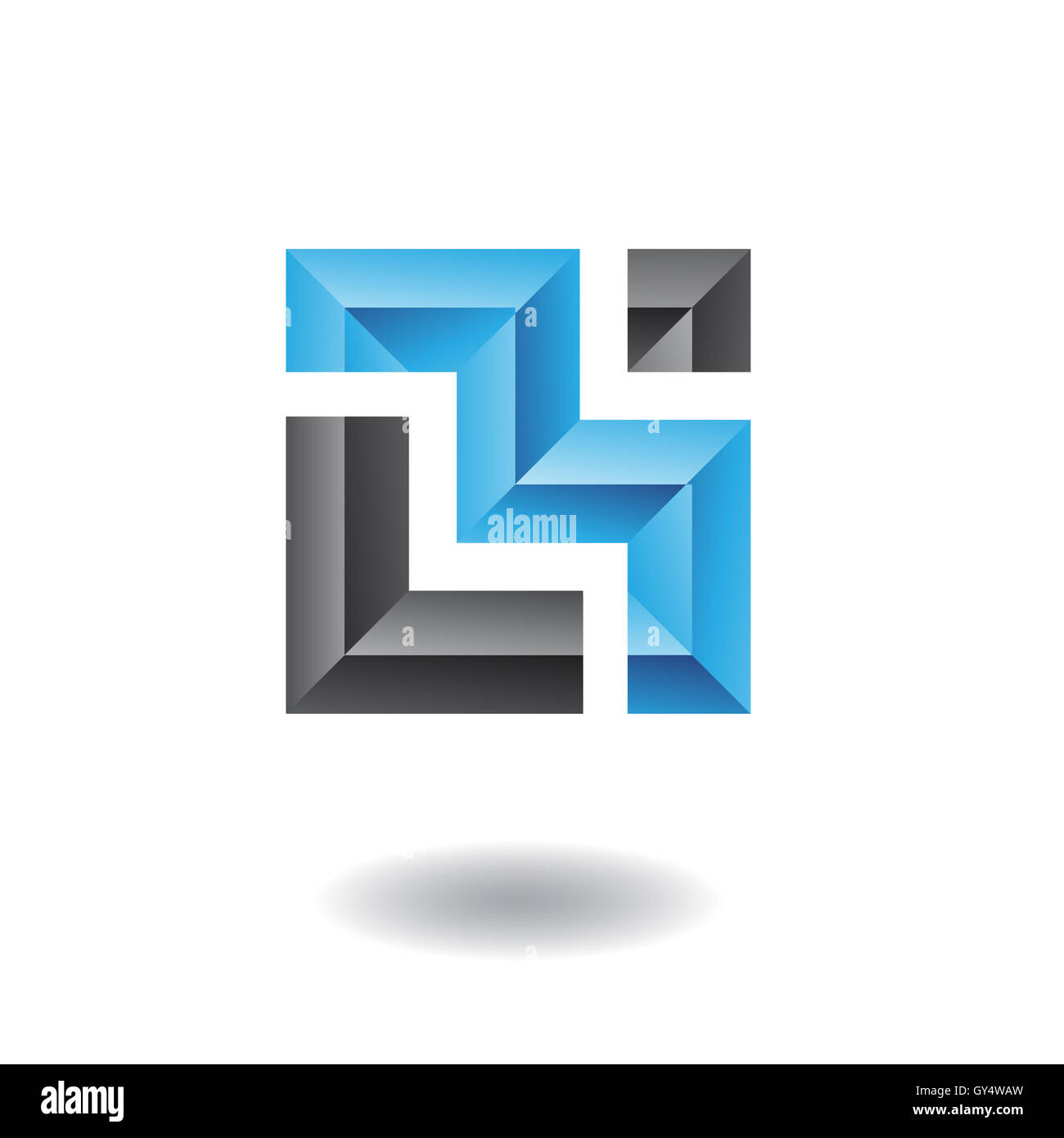 3d blue and black logo icon and design element Stock Photo - Alamy