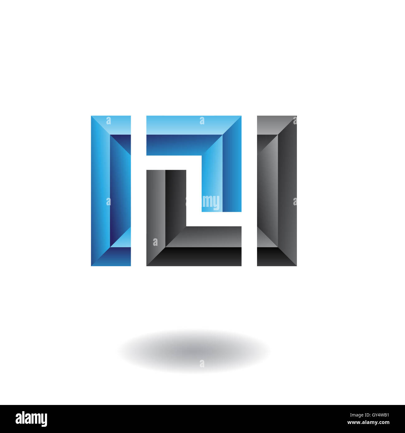 3d blue and black logo icon and design element Stock Photo - Alamy