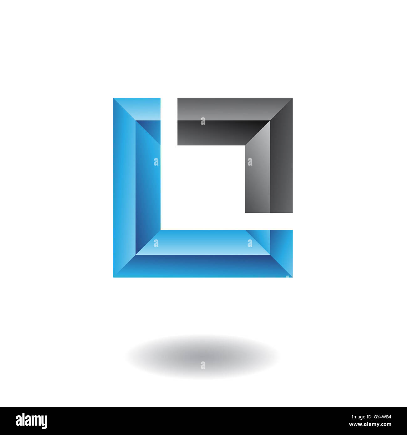 3d blue and black logo icon and design element Stock Photo - Alamy