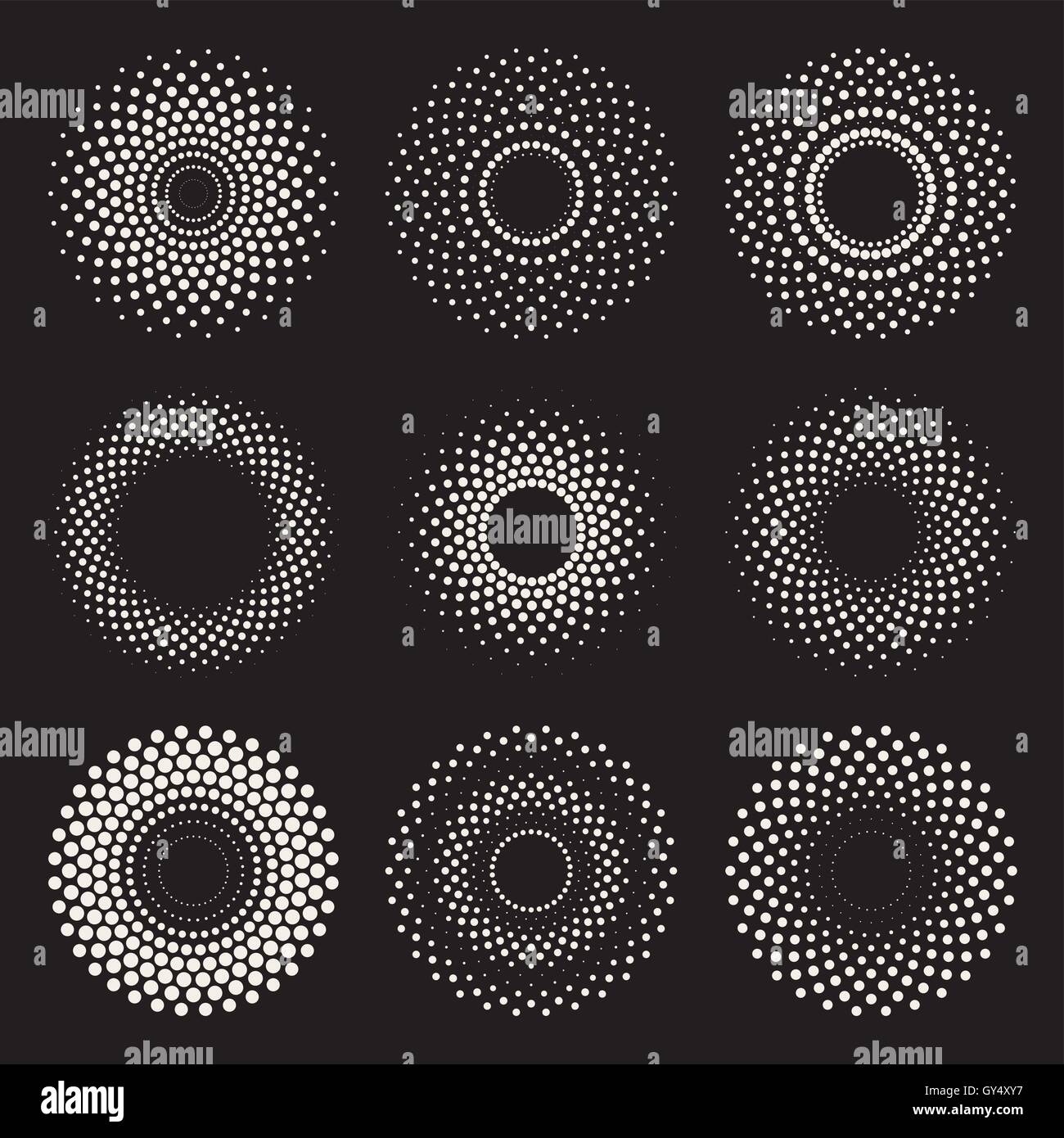 Vector Radial Gradient Halftone Sunburst Circle Shape Stippling Design ...