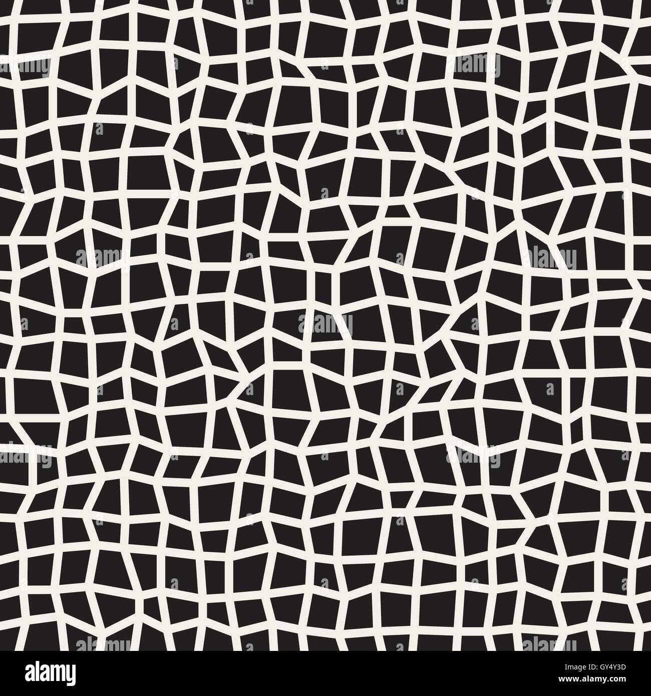 Vector Seamless Black and White Distorted Rectangle Mosaic Grid Pattern ...