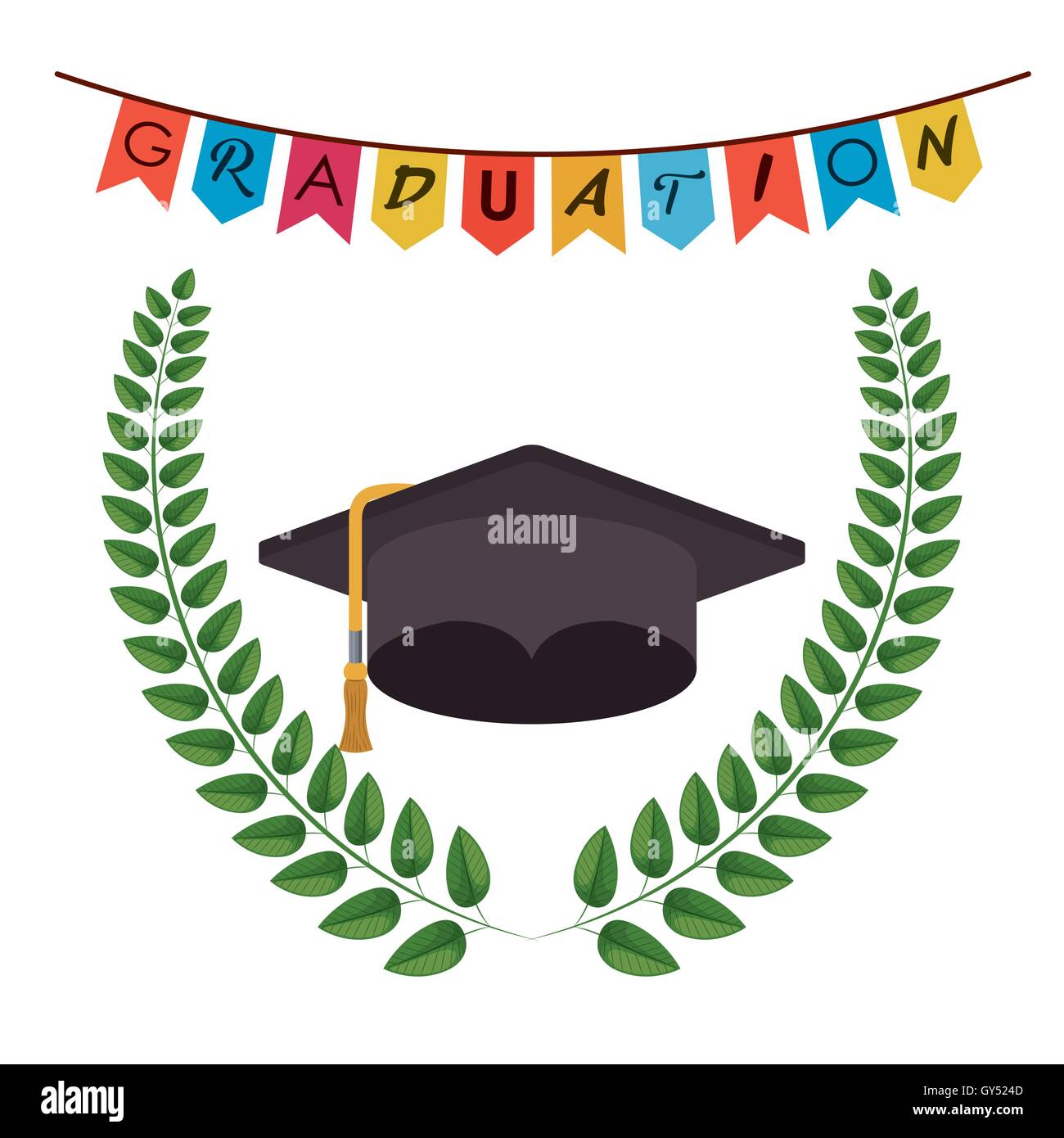 Isolated Graduation cap and wreath design Stock Vector Image & Art - Alamy