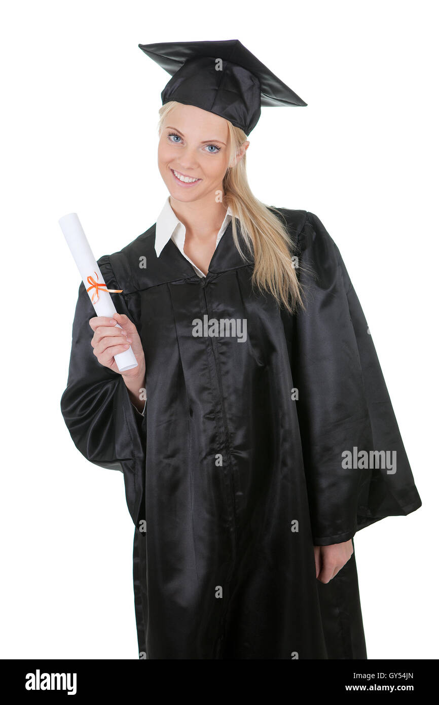 Beautiful female student graduating Stock Photo - Alamy