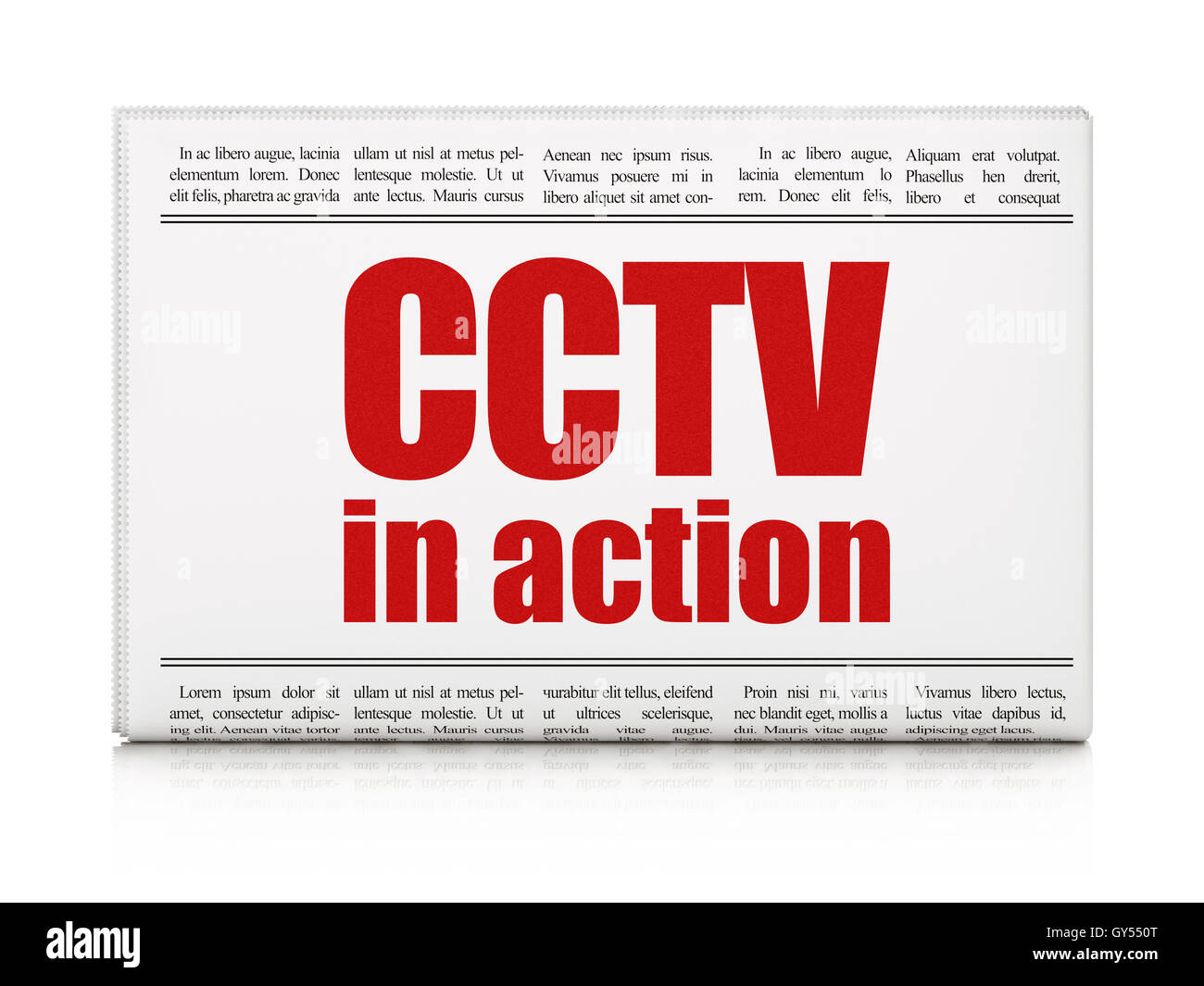 Privacy news concept: newspaper headline CCTV In action Stock Photo - Alamy