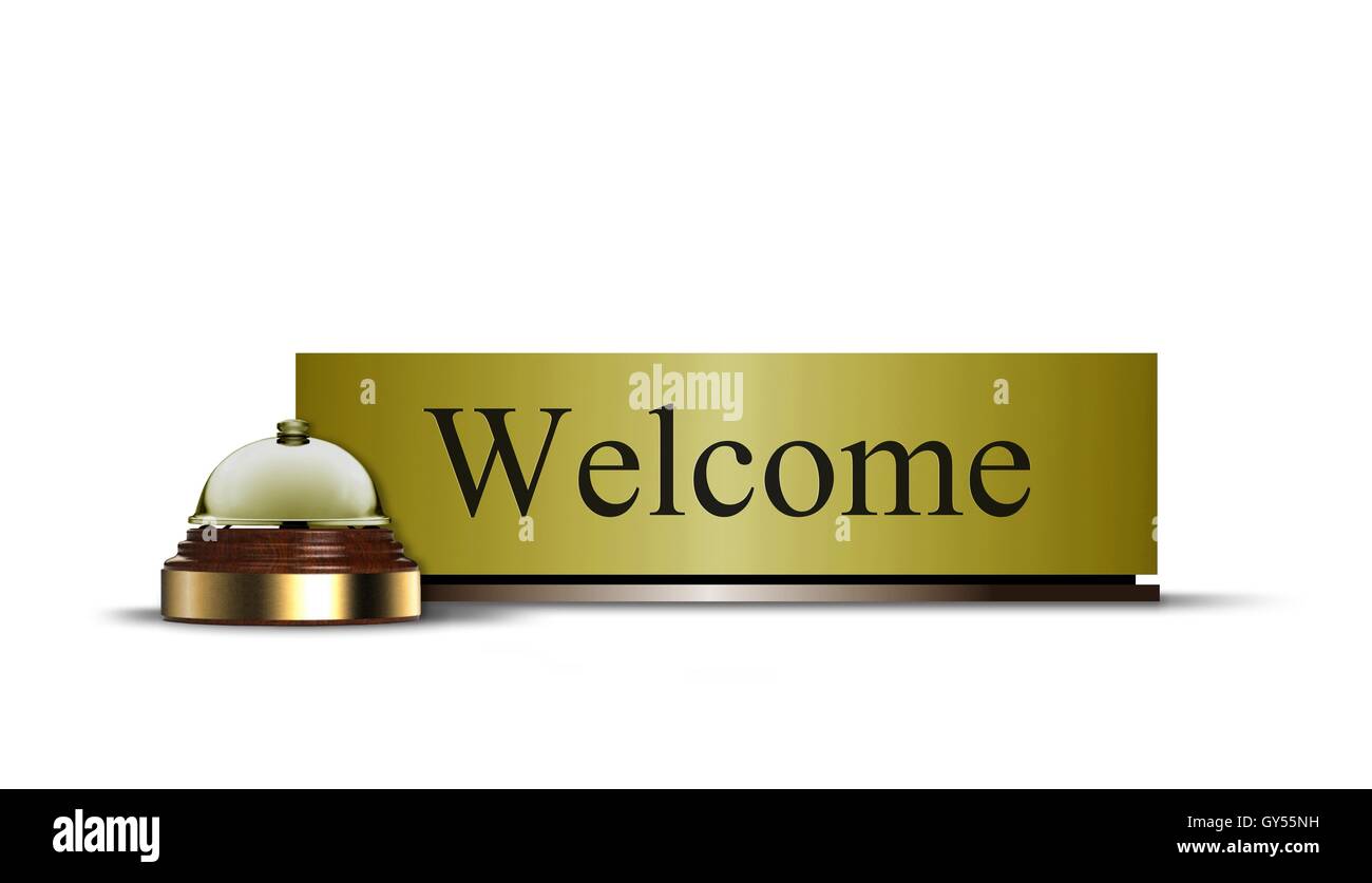 Welcome Sign and Call Bell Stock Photo - Alamy