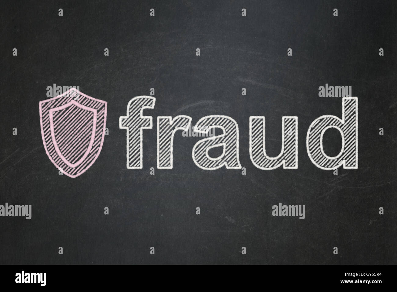 Protection concept: Shield and Fraud on chalkboard background Stock ...