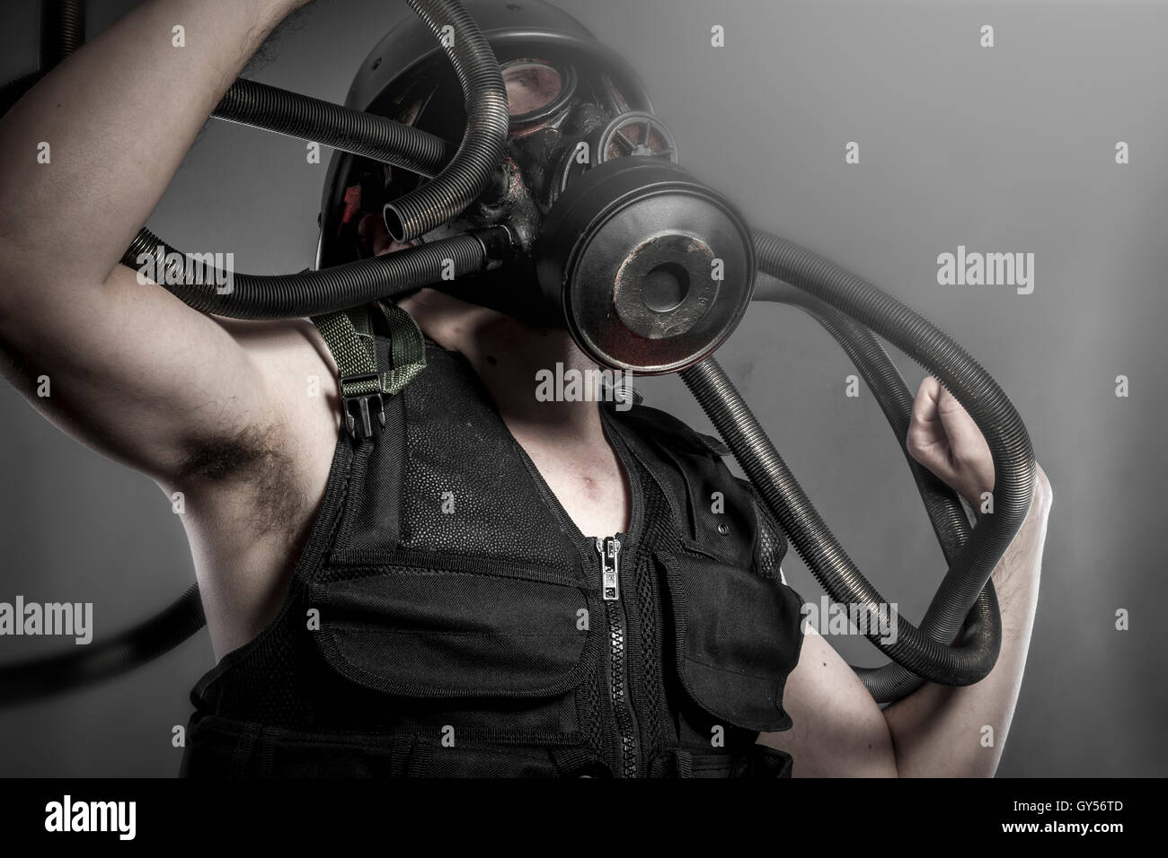 Nuclear disaster, man with gas mask, protection Stock Photo - Alamy