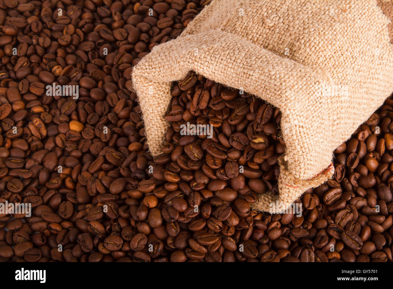 Burlap sack of coffee beans Stock Photo - Alamy