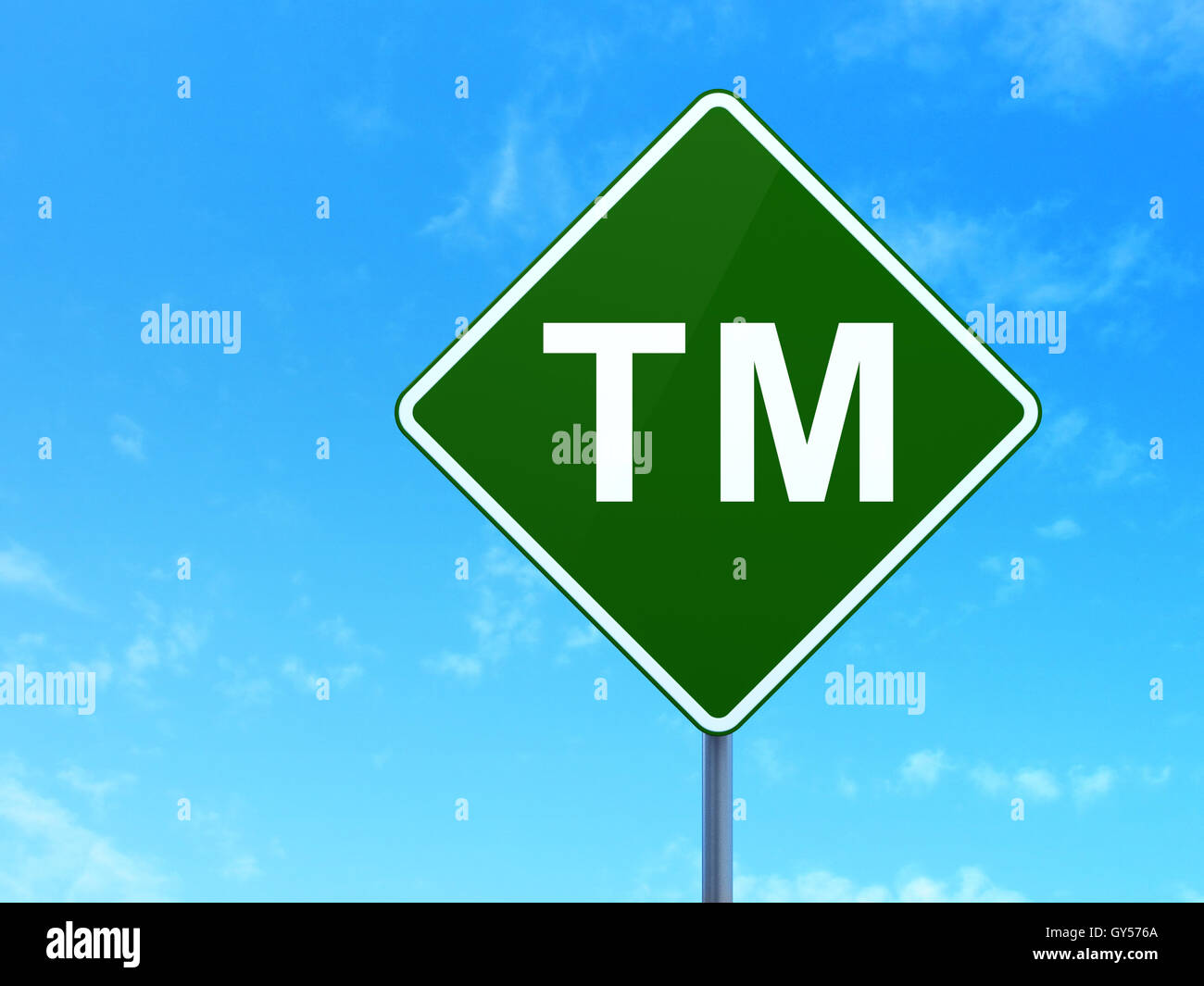 Law concept: Trademark on road sign background Stock Photo - Alamy