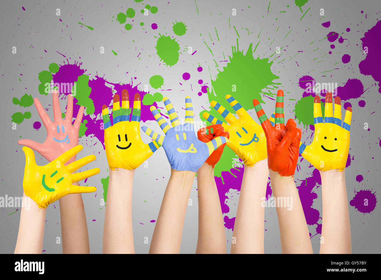 painted children's hands Stock Photo - Alamy