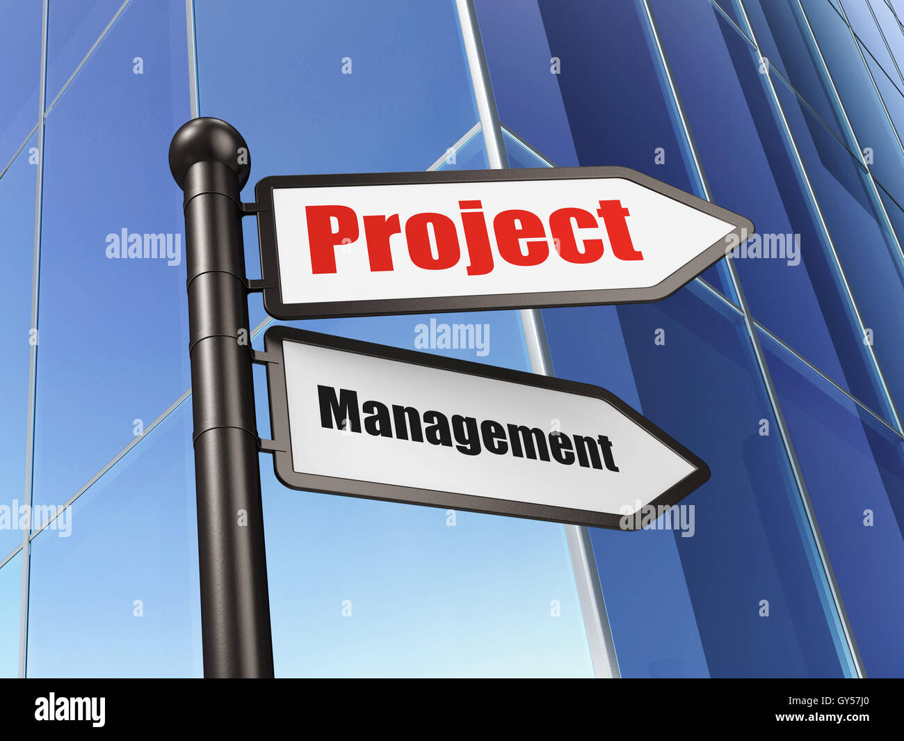 Finance concept: sign Project Management on Building background Stock ...