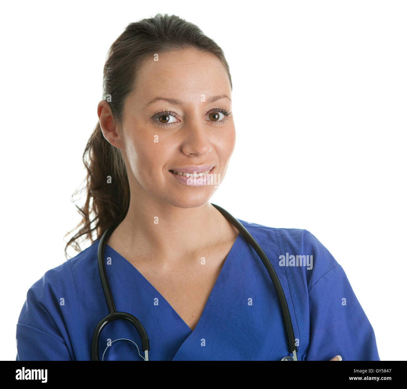 Smiling nurse woman with stethoscope Stock Photo - Alamy