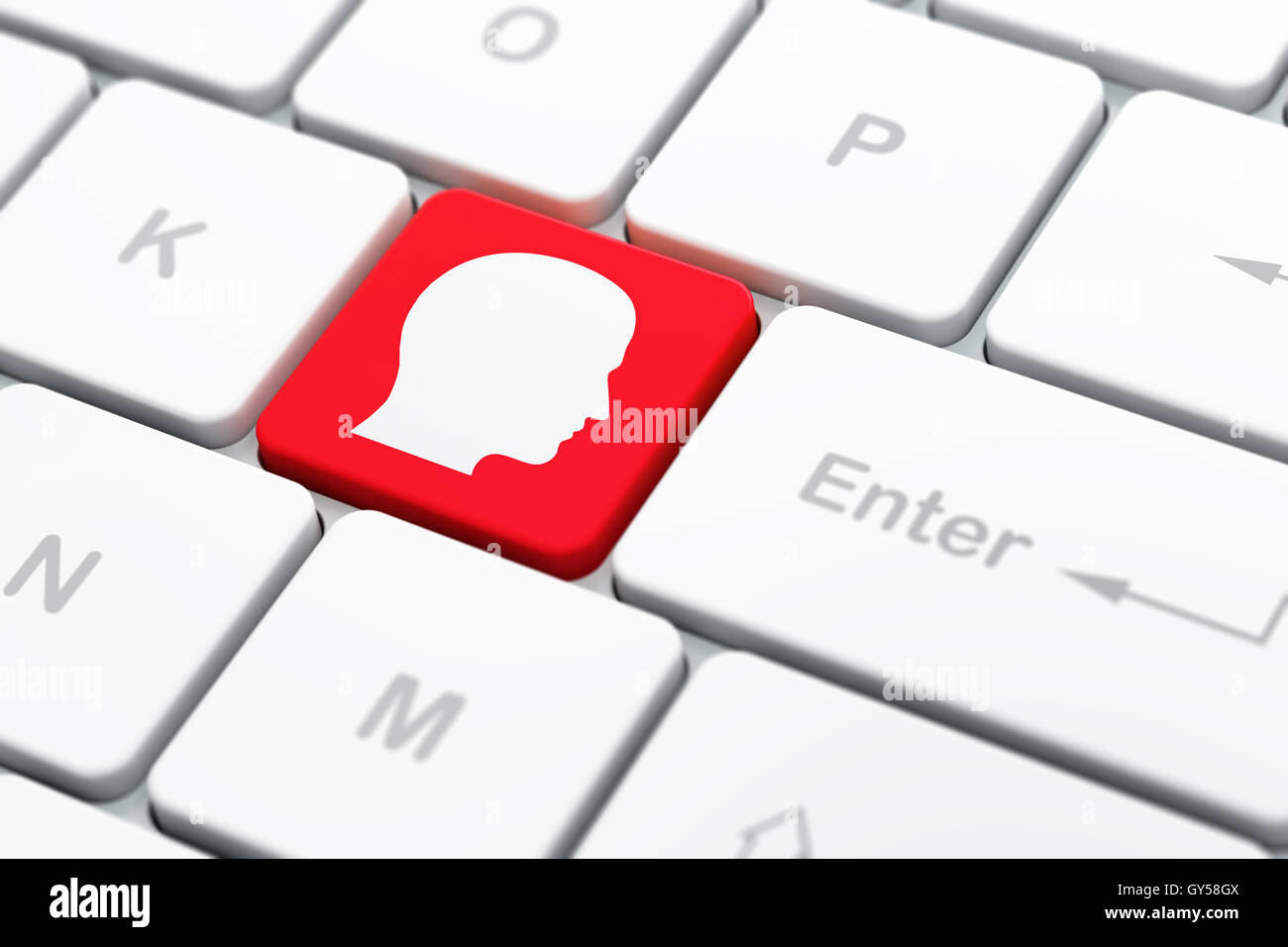 Marketing concept: Head on computer keyboard background Stock Photo - Alamy
