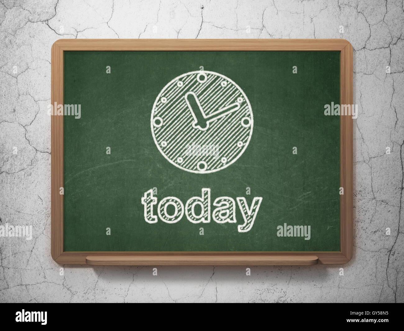 Time concept: Clock and Today on chalkboard background Stock Photo - Alamy