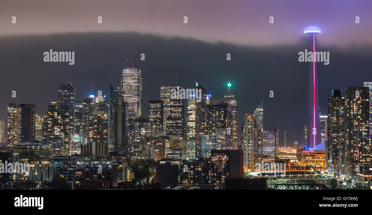 Cloud's edge cuts through hot humid night time air in Toronto, Canada ...