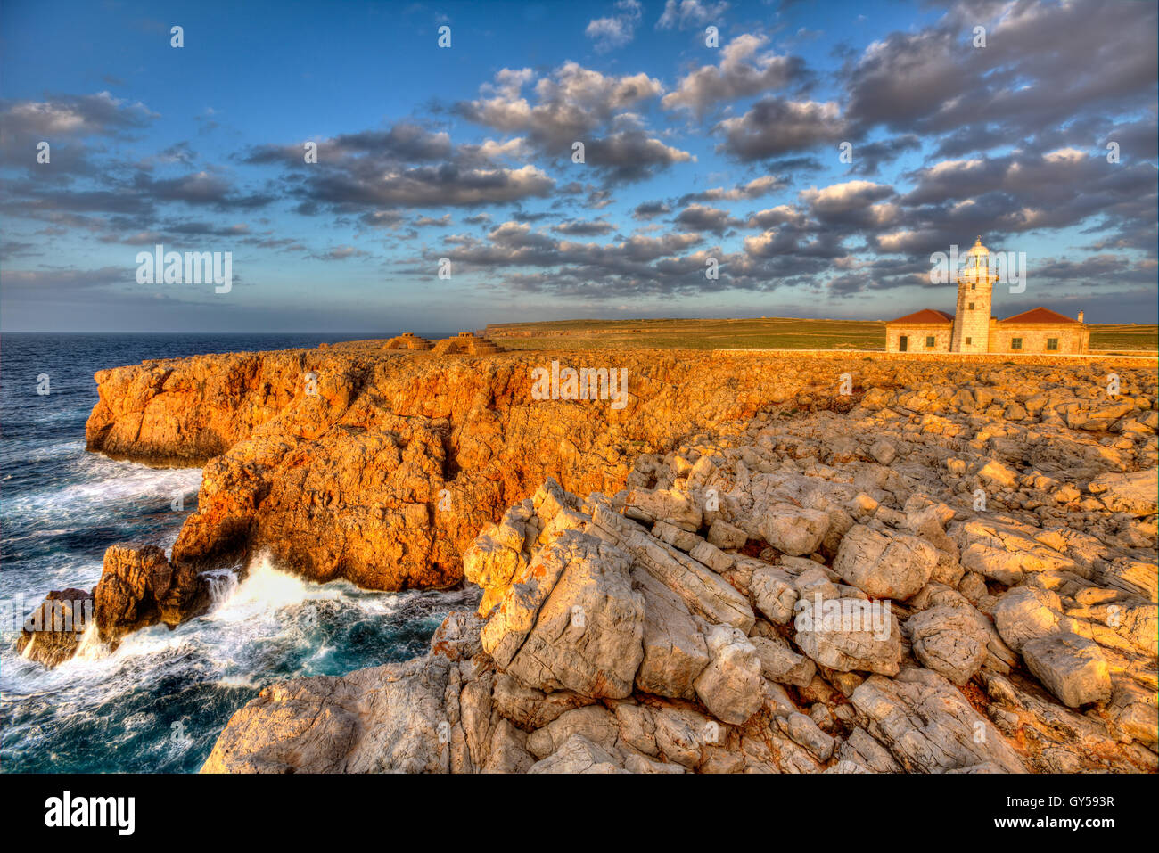 Menorca Punta Nati Faro lighthouse Balearic Islands Stock Photo - Alamy