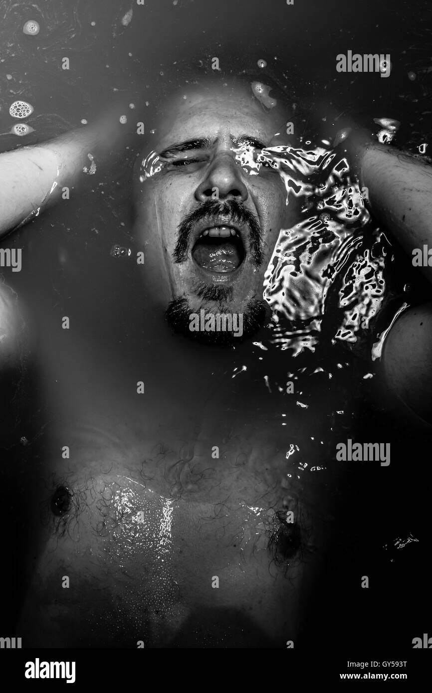 Loneliness, suicide man concept with great sadness, problems, di Stock ...