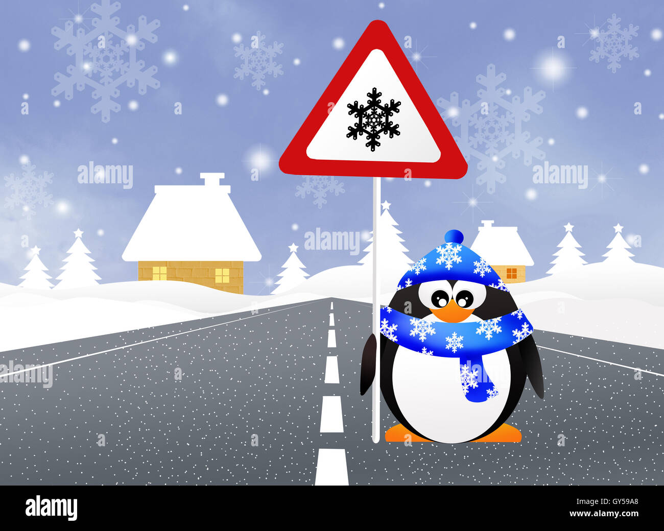 snow danger sign Stock Photo - Alamy