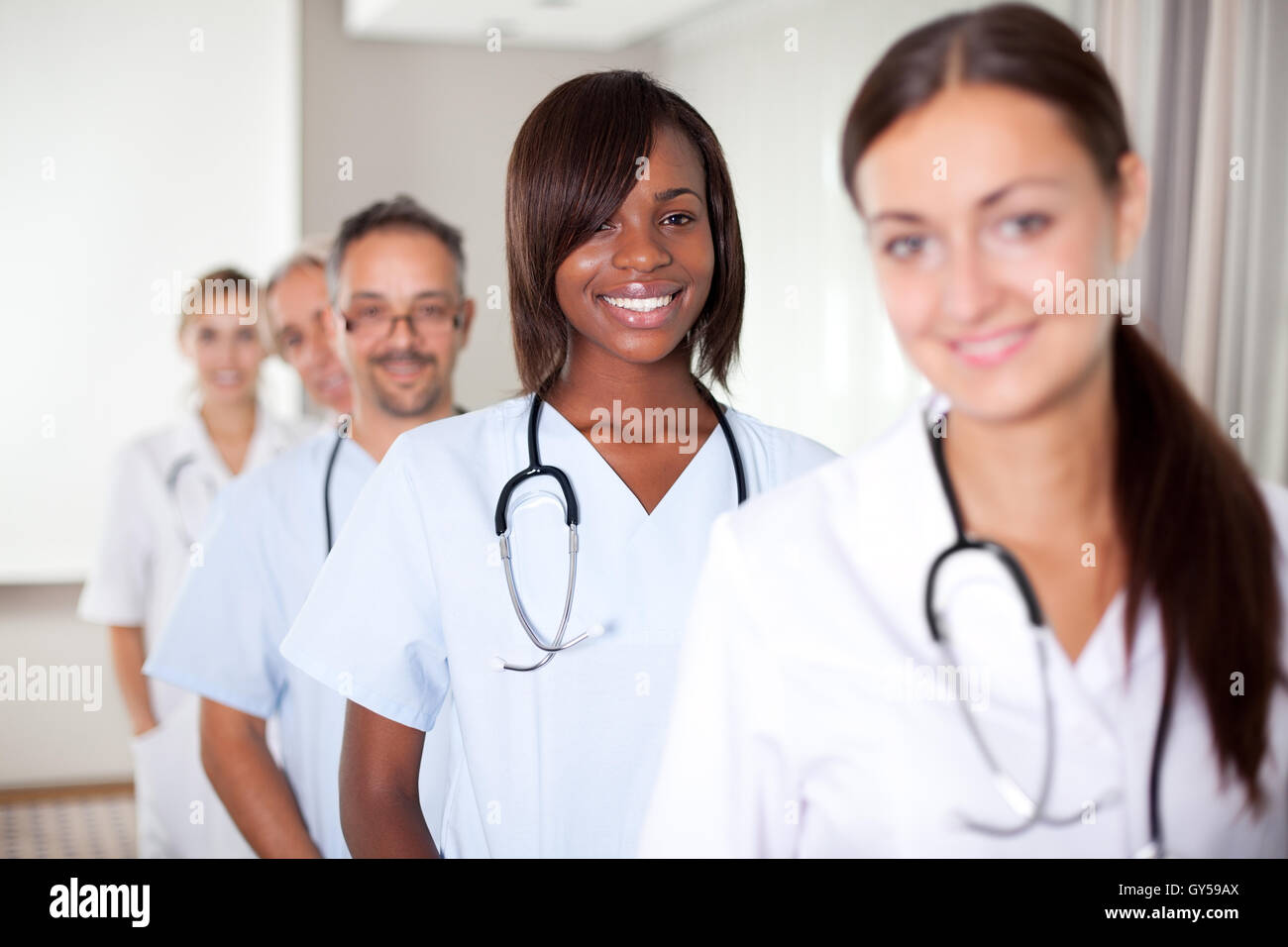 Woman stand behind line hi-res stock photography and images - Alamy