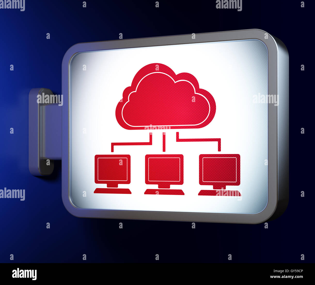 Cloud networking concept: Cloud Network on billboard background Stock ...