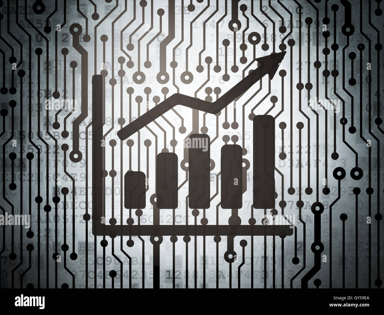 News concept: circuit board with Growth Graph Stock Photo - Alamy