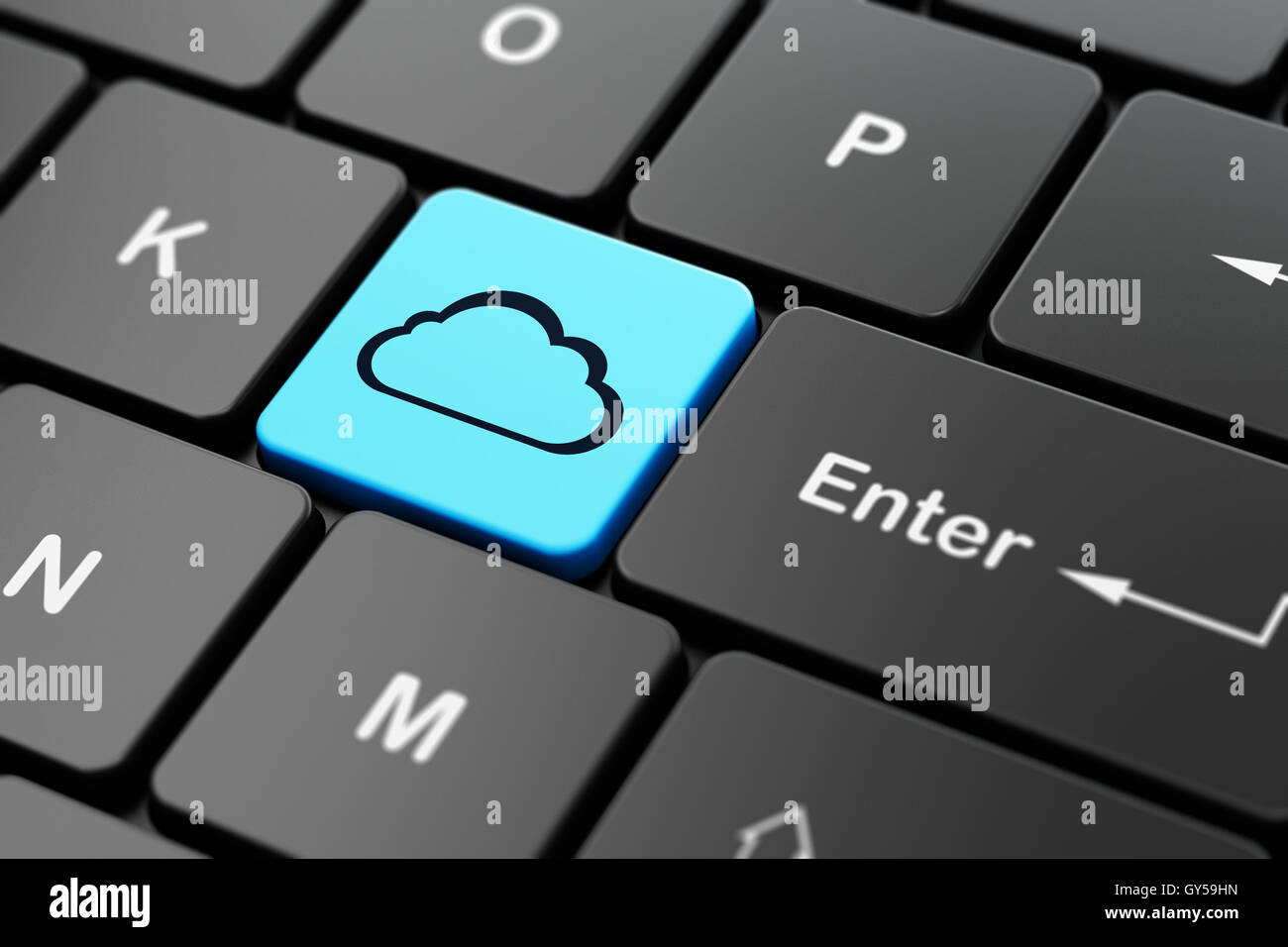 Cloud computing concept: Cloud on computer keyboard background Stock ...