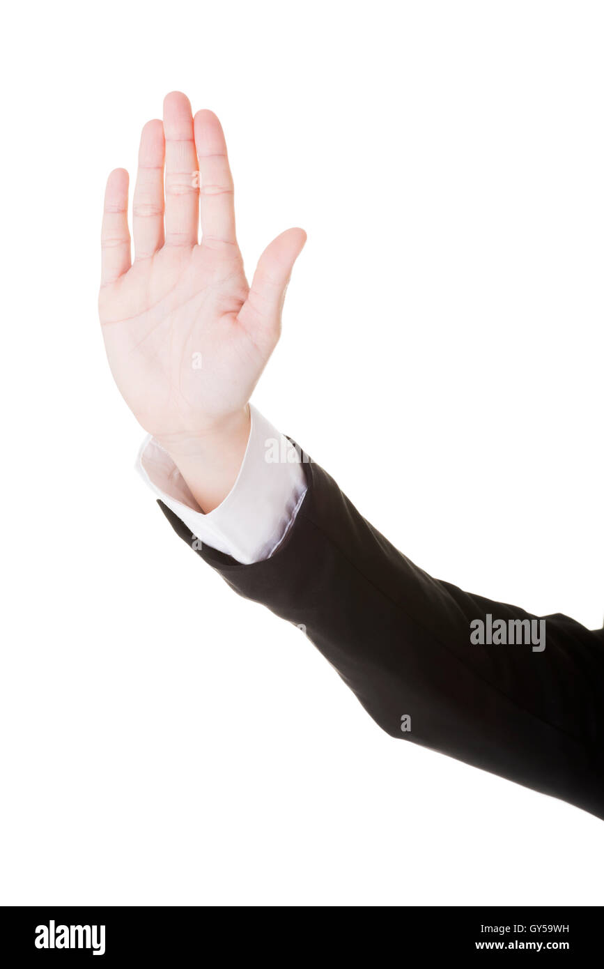 Business woman's hand in a stop sign Stock Photo - Alamy