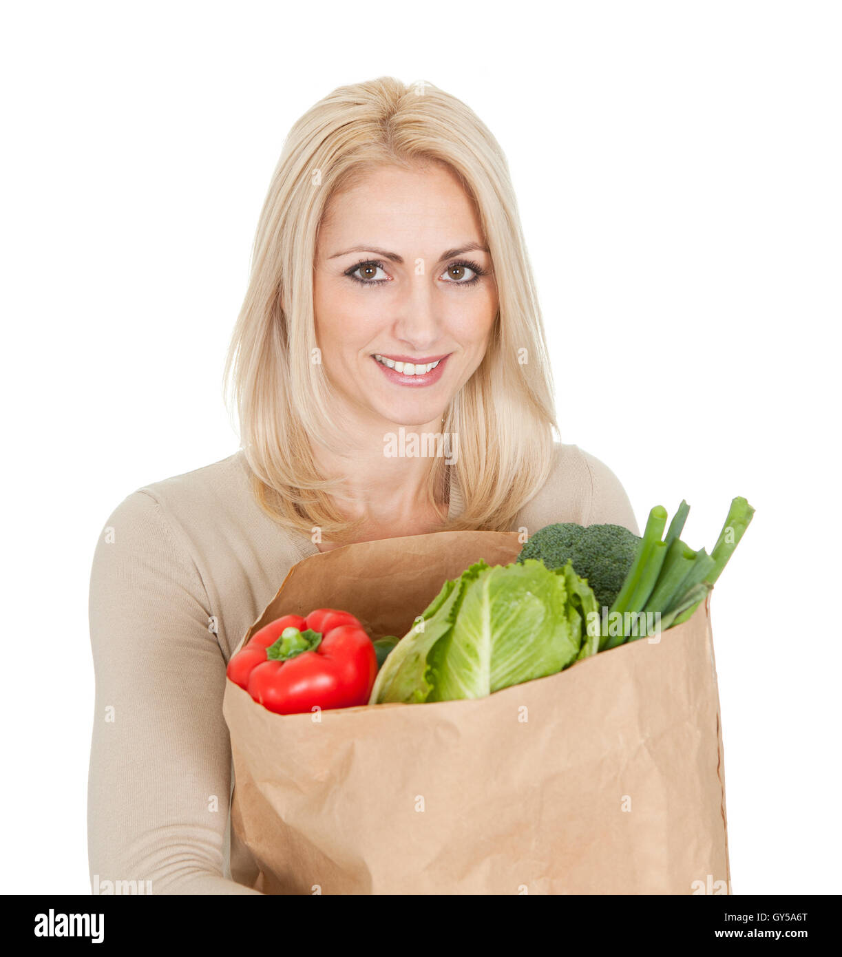 Beautiful woman with grocery bag Stock Photo - Alamy Beautiful woman with grocery bag Stock Photo - Alamy