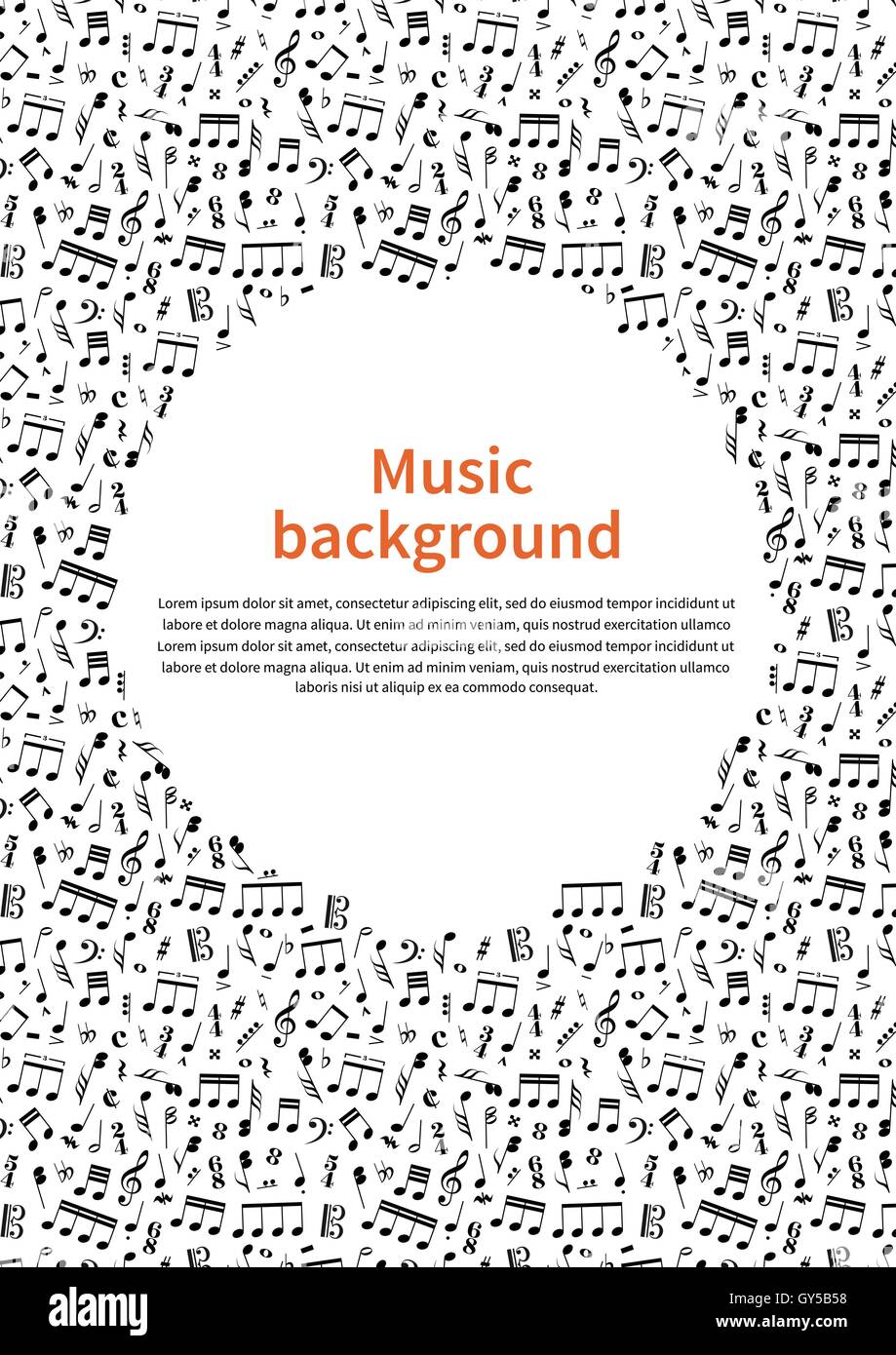 Background with music signs and text template Stock Vector Image & Art ...