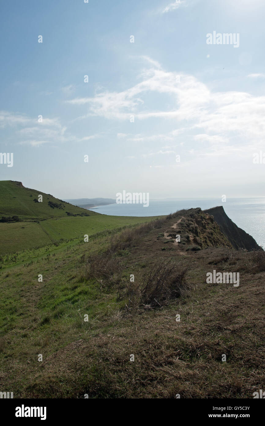 Views to the east from the South West Coast Path, Down Cliffs, Seatown ...