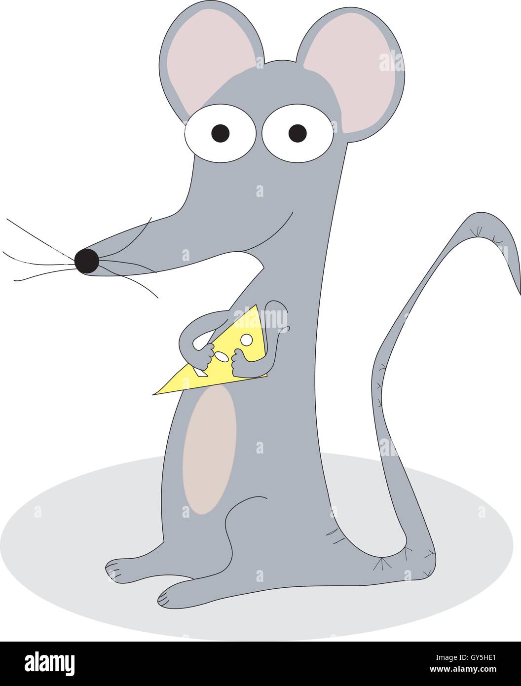 Grey mouse holding wedge of swiss cheese on white Stock Vector Image ...