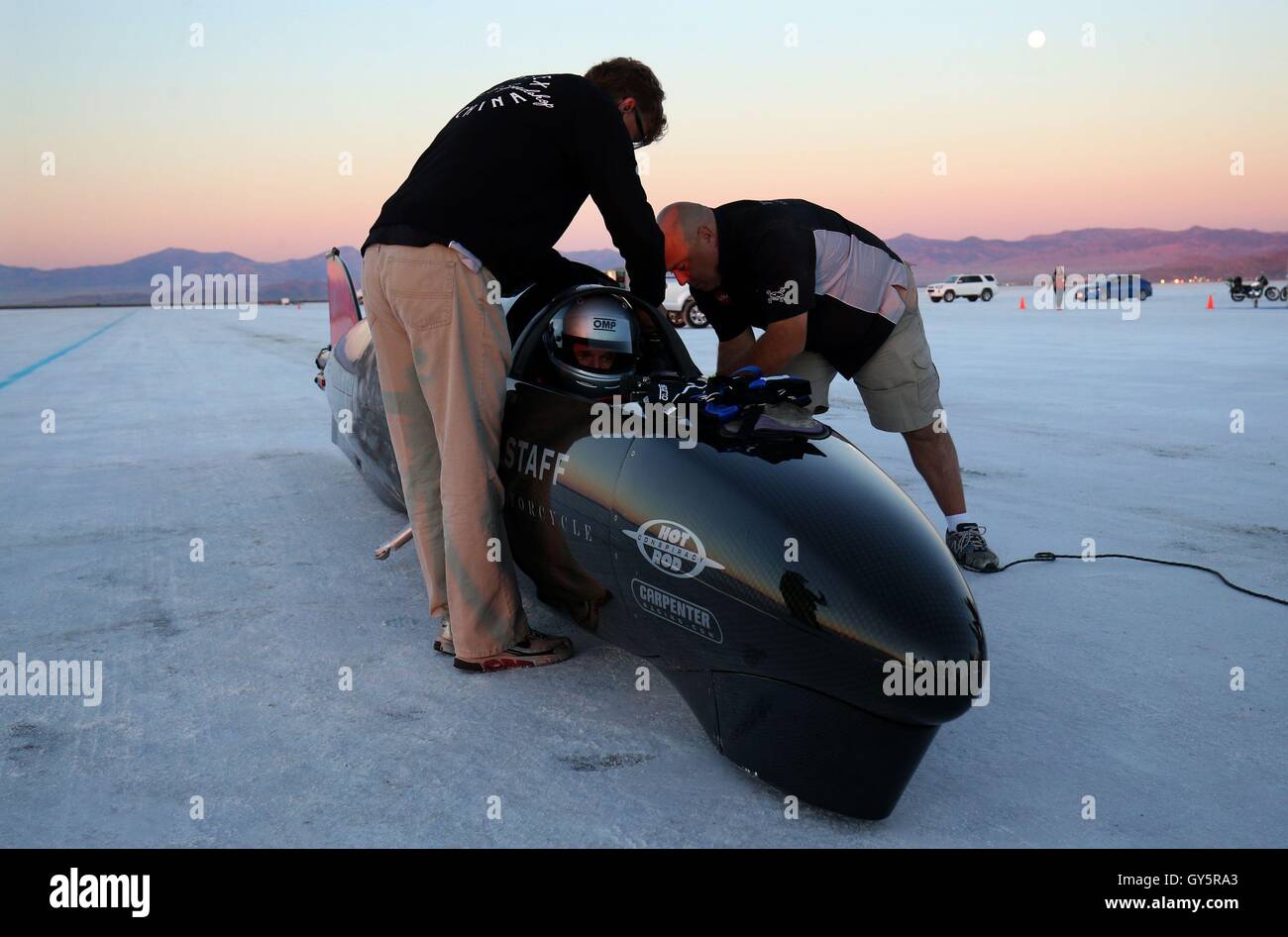 Guy Martin is strapped into the Triumph Infor Rocket Streamliner on ...