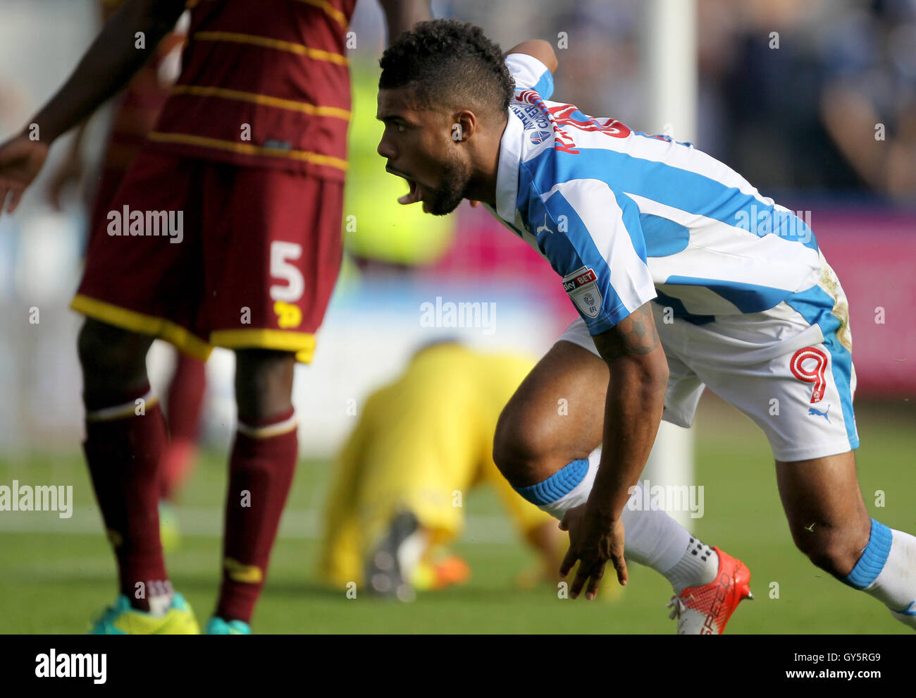 Huddersfield Town's Elias Kachunga celebrates after scoring the 2nd ...