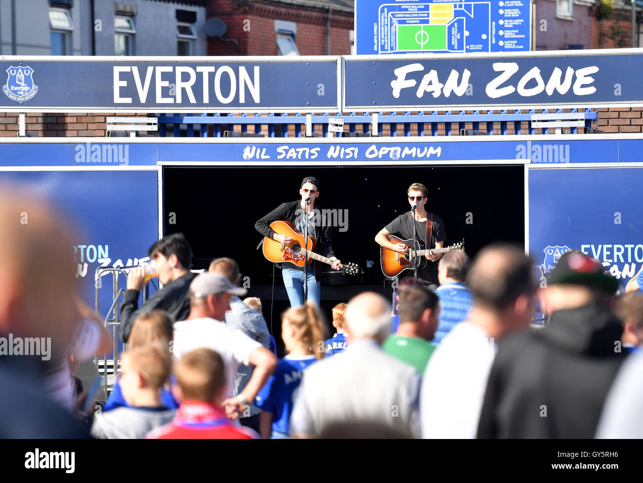 Everton fans in the Fan Zone prior to kick off during the Premier ...
