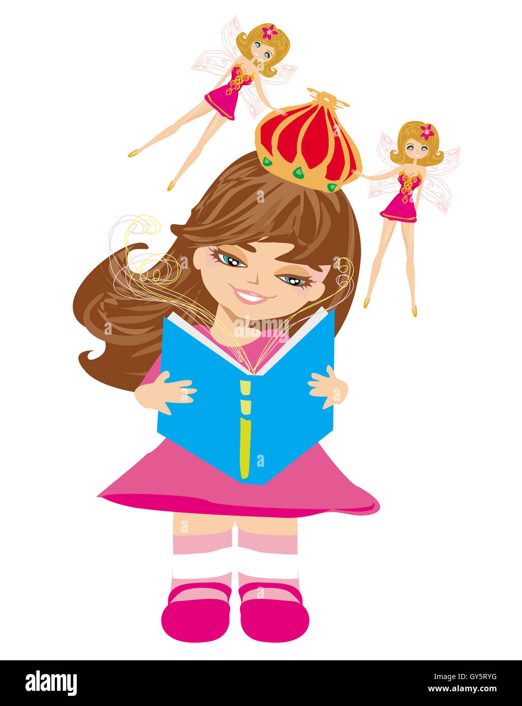 Girl reading magic book Cut Out Stock Images & Pictures - Alamy