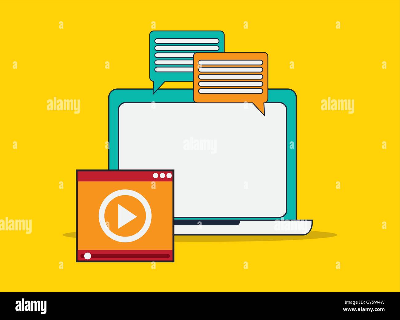 computer with office and business related icons image Stock Vector ...