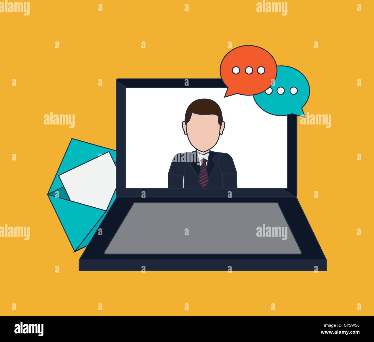 computer with office and business related icons image Stock Vector ...