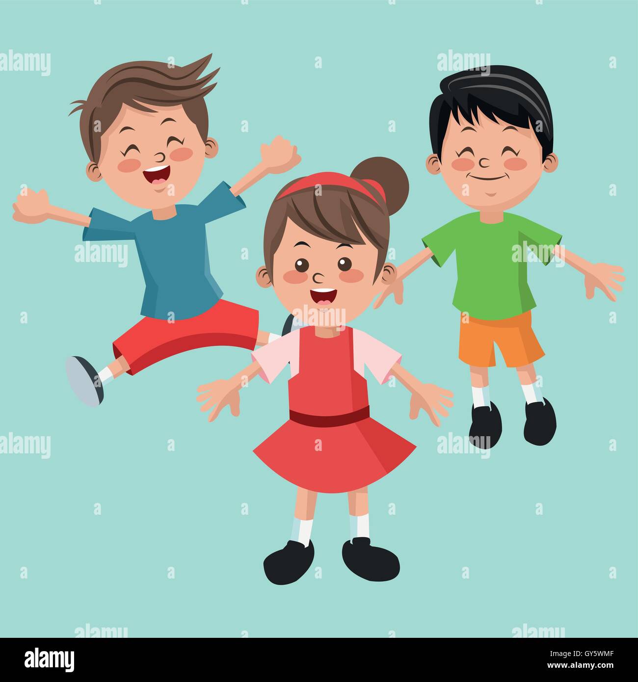 Group of happy boys and girls cartoon kids Stock Vector Image & Art - Alamy
