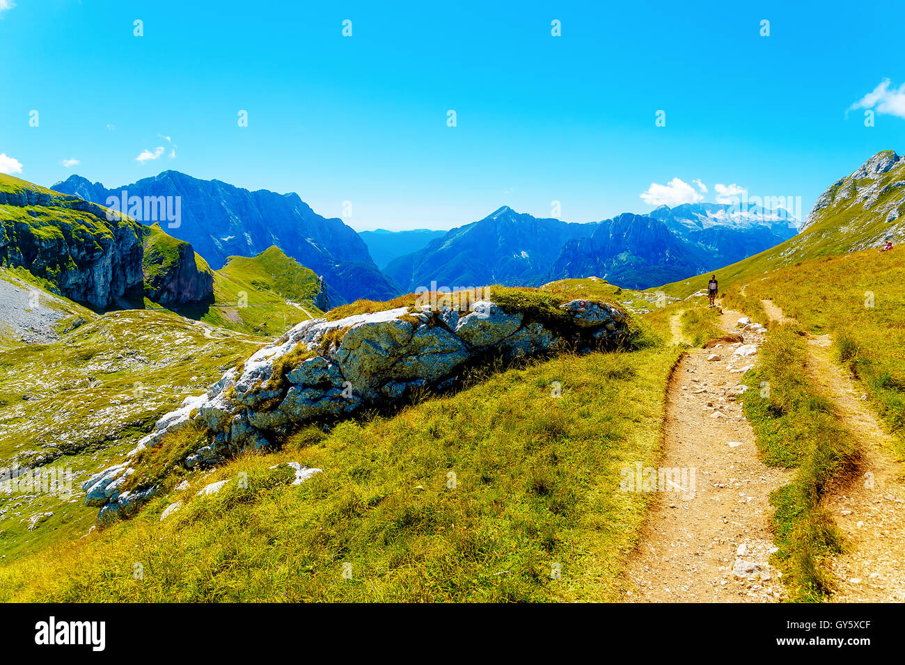 people in beautiful summer alpine mountain landscape Stock Photo - Alamy
