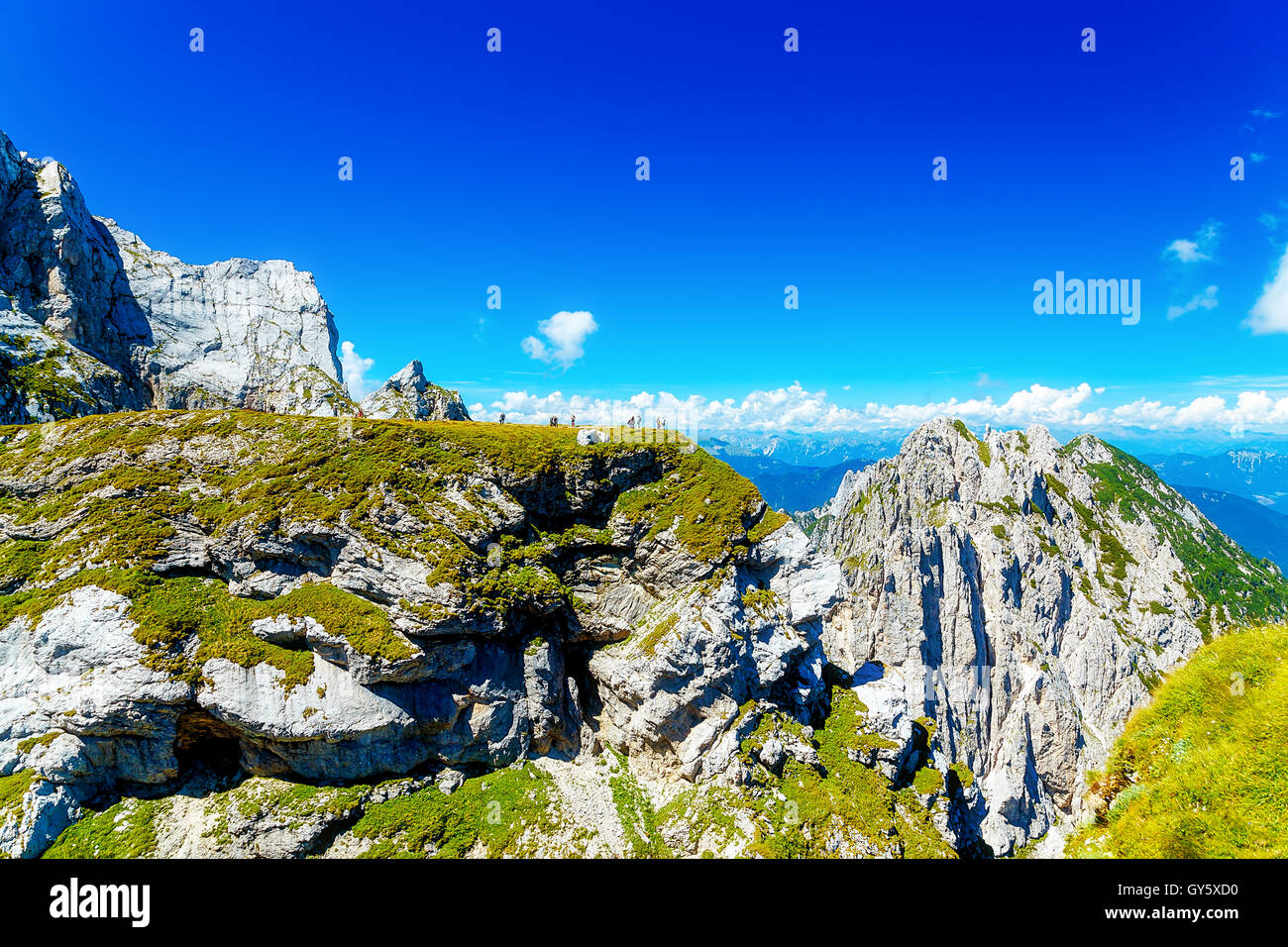 people in beautiful summer alpine mountain landscape Stock Photo - Alamy