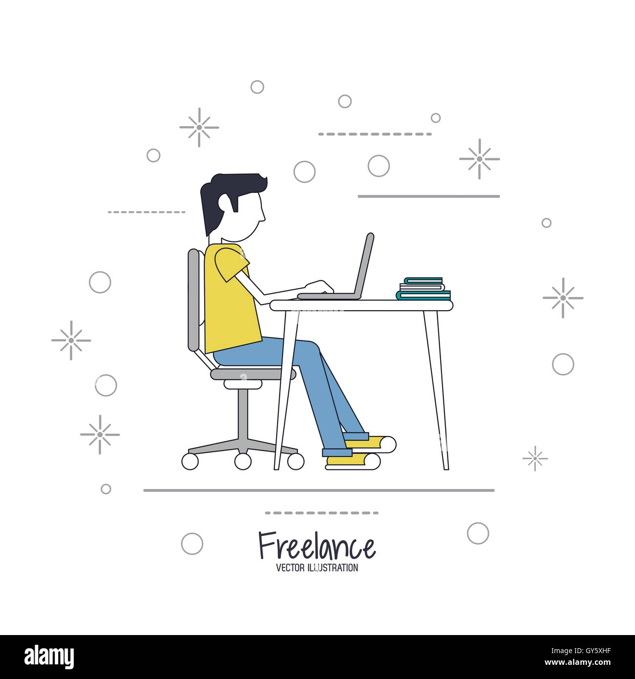 Cartoon man and freelance design Stock Vector Image & Art - Alamy