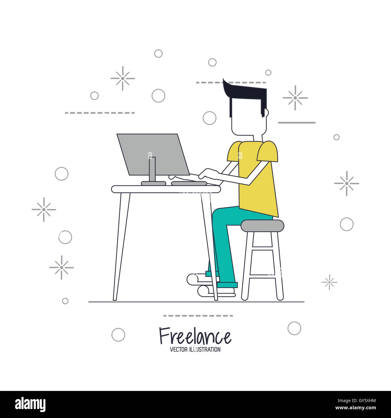 Cartoon man and freelance design Stock Vector Image & Art - Alamy