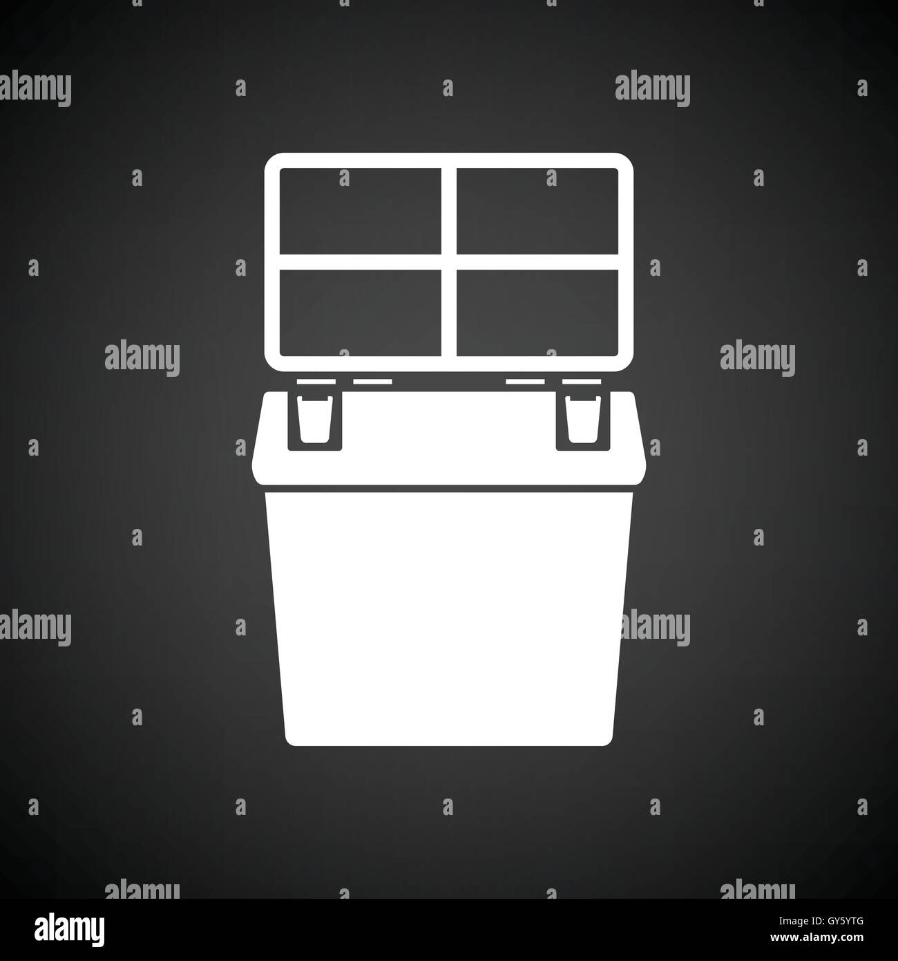 Icon of Fishing opened box. Black background with white. Vector ...