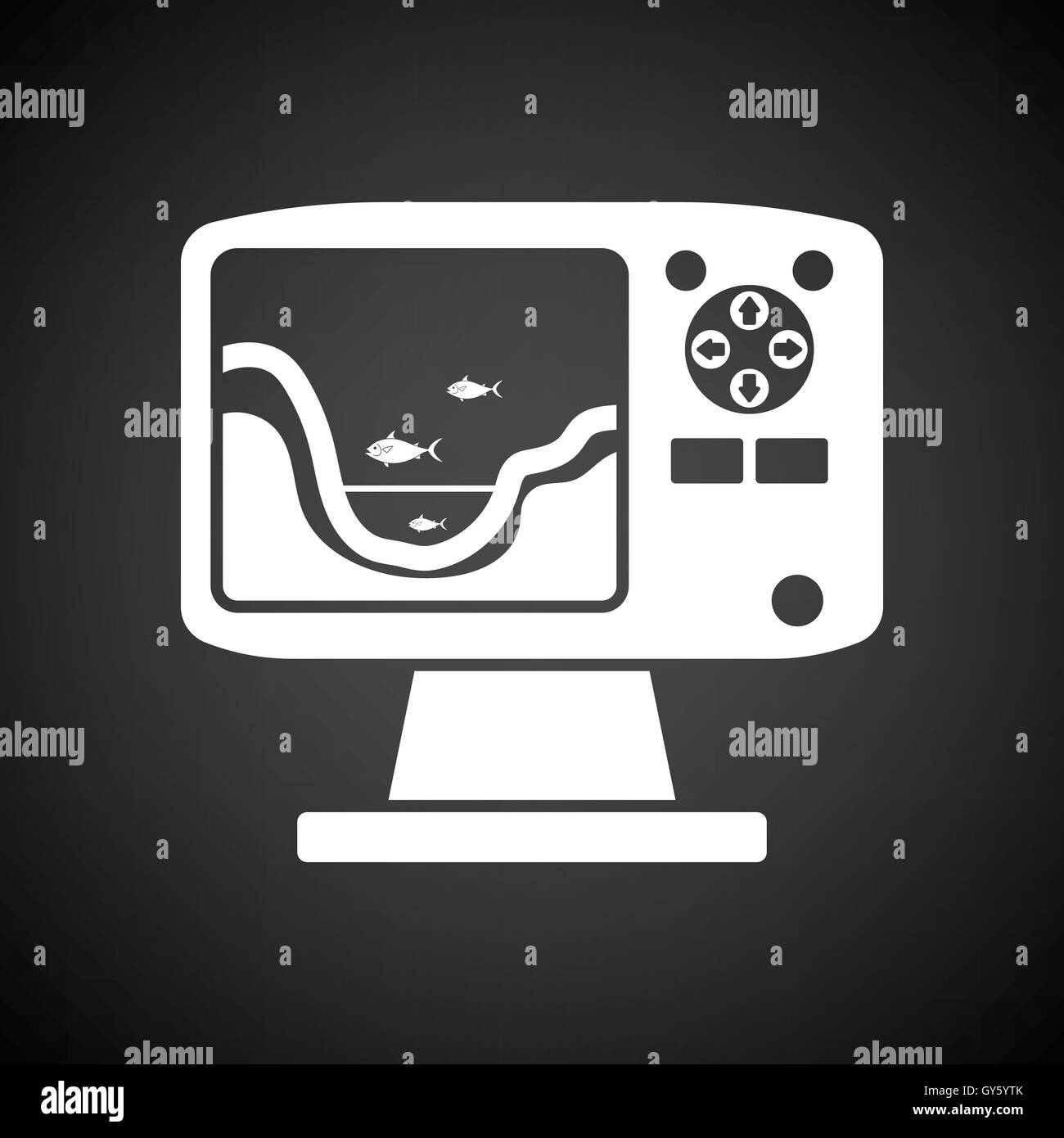 Icon of echo sounder . Black background with white. Vector illustration ...