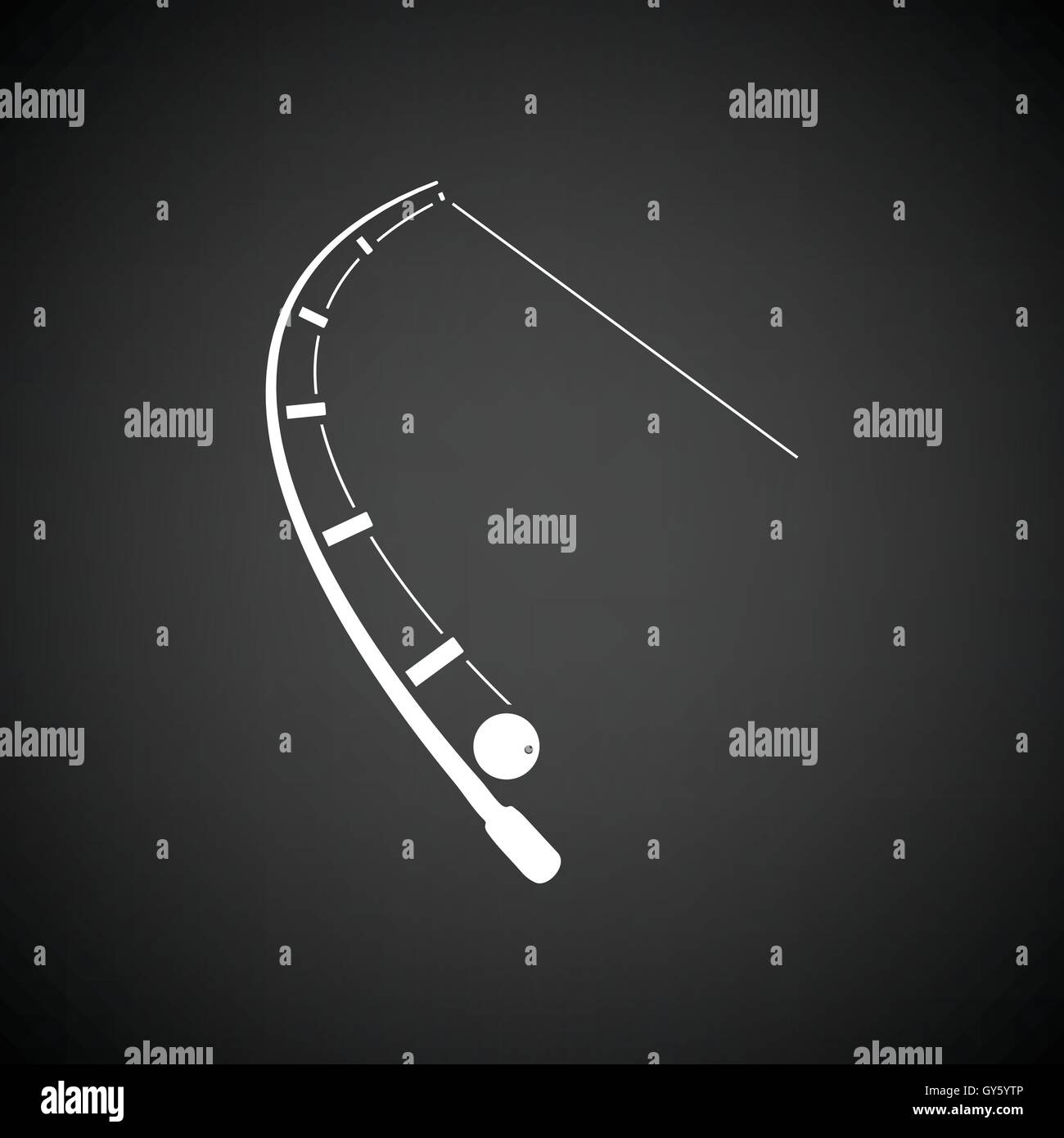 Icon of curved fishing tackle. Black background with white. Vector ...