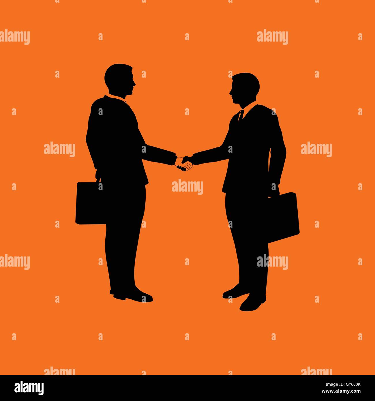 Meeting businessmen icon. Orange background with black. Vector ...