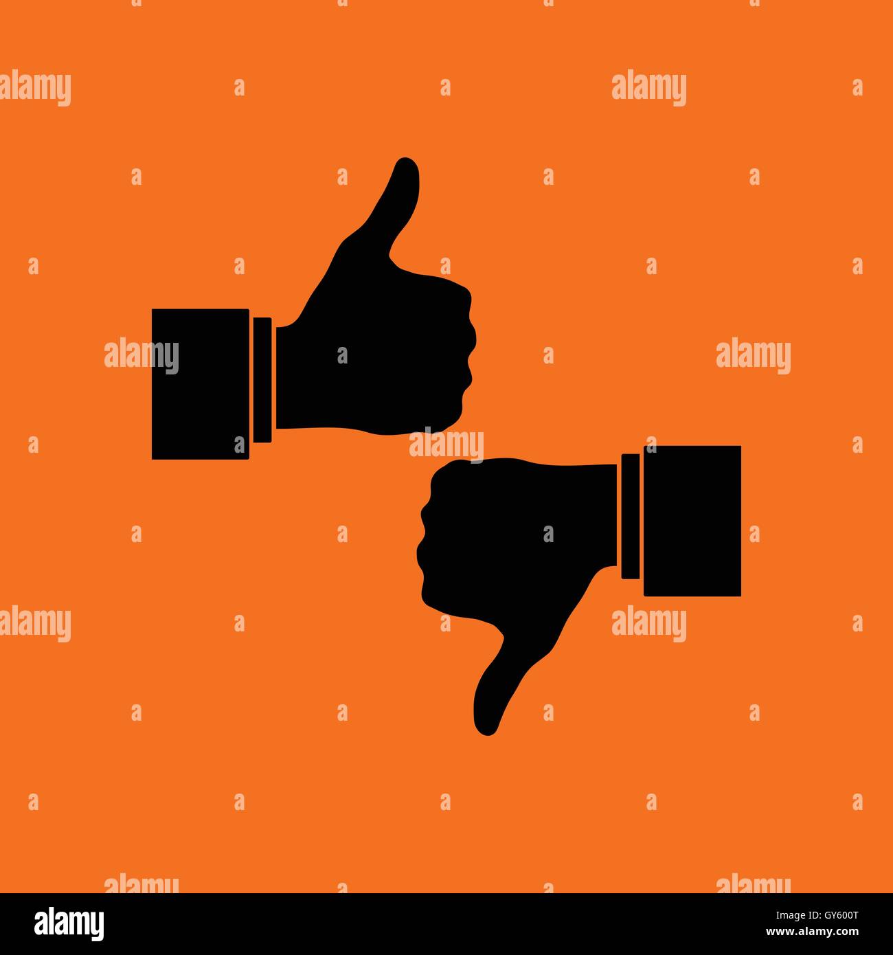 Like and dislike icon. Orange background with black. Vector ...