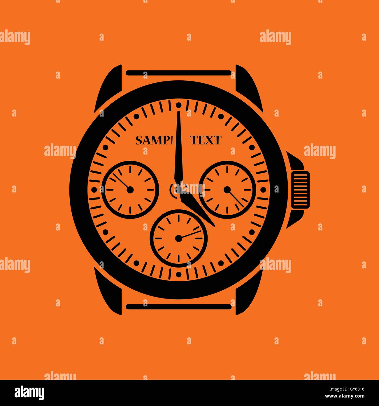 Watches icon. Orange background with black. Vector illustration Stock ...