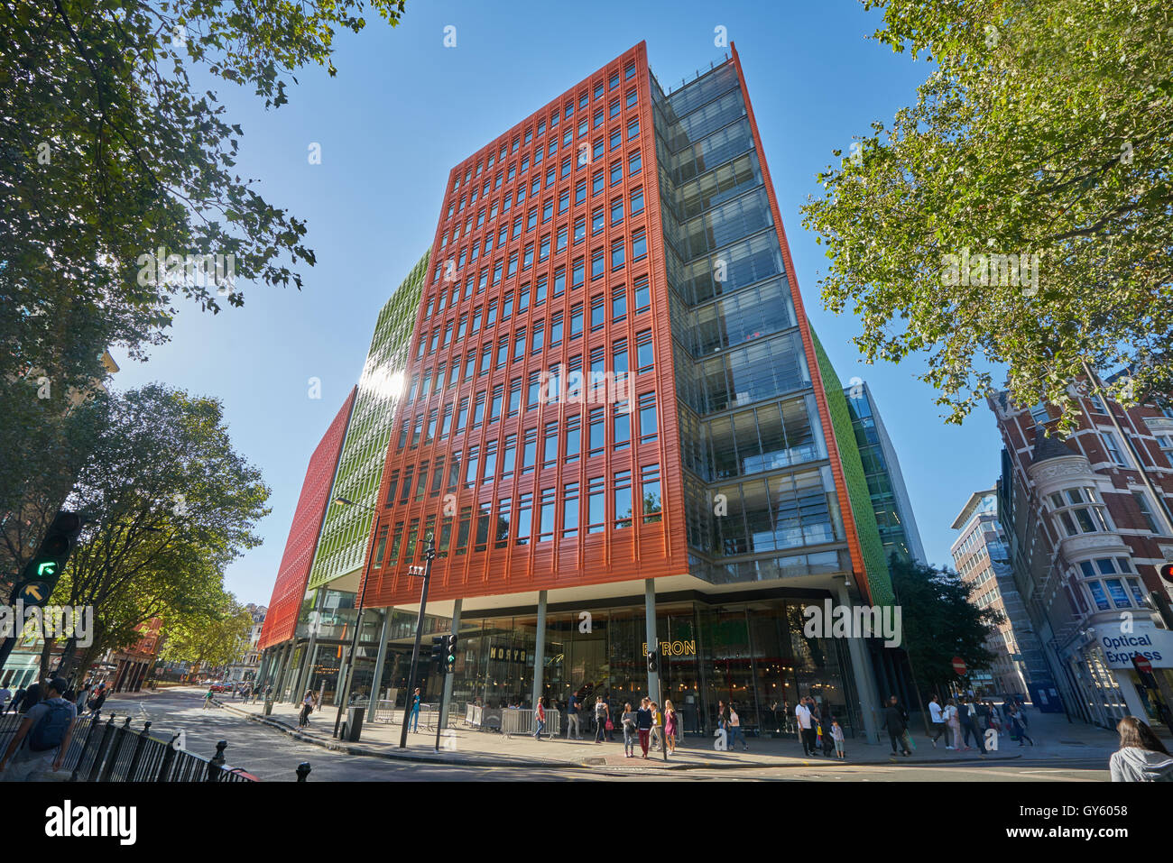 St Giles Court. London. Colourfull building. Renzo Piano Stock Photo ...