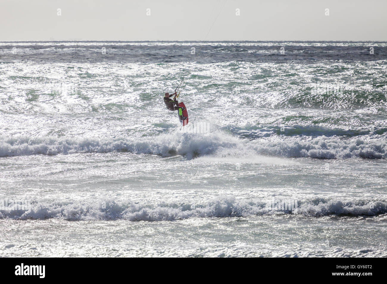 Kite surfing at Newgale, Pembrokeshire Stock Photo - Alamy